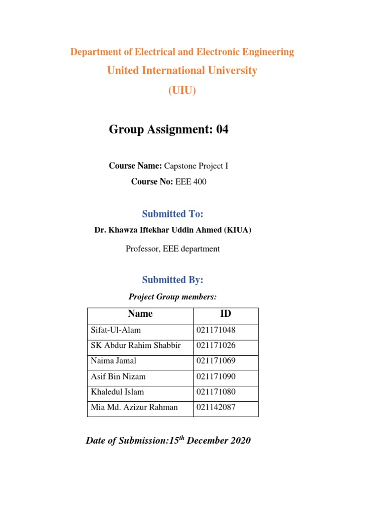 Group Assignment: 04: United International University (UIU) | PDF ...