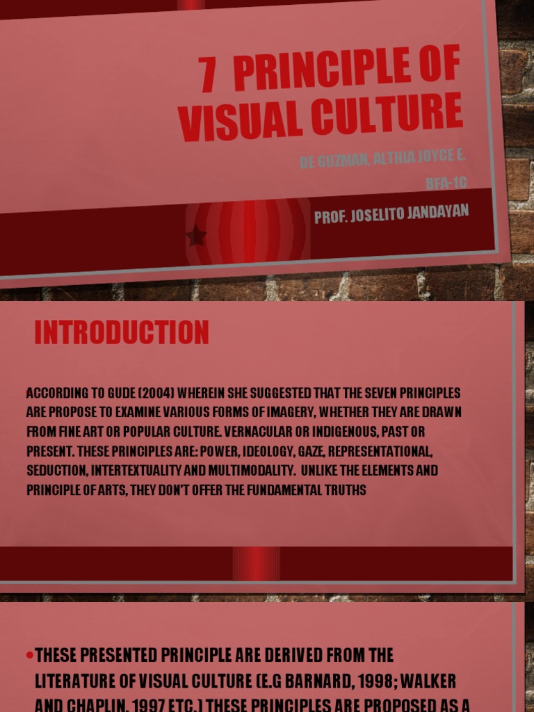 7 Principle of Visual Culture: de Guzman, Althia Joyce E. BFA-1C Prof ...