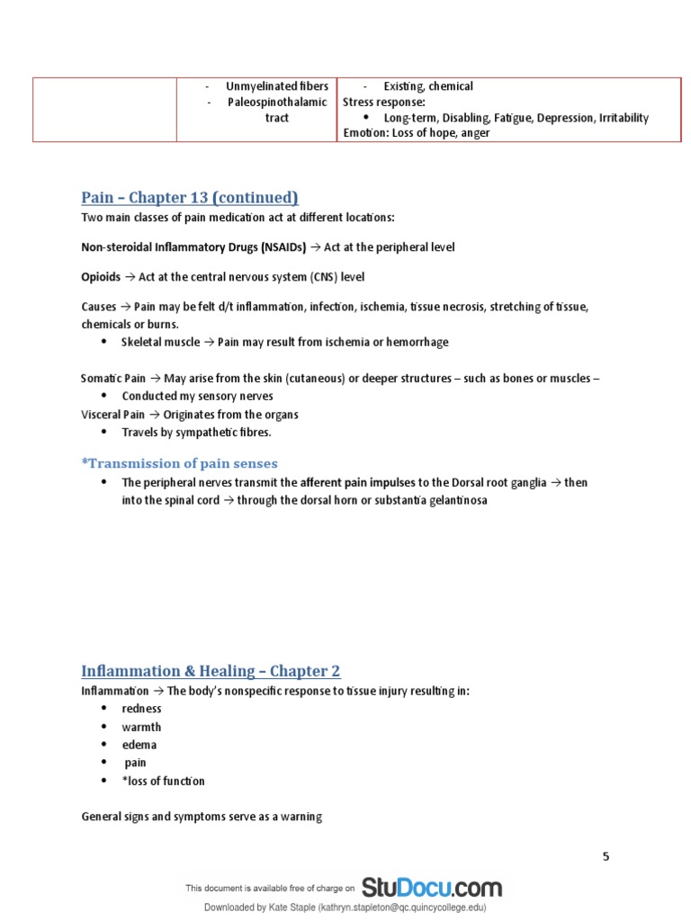 Pathophysiology Notes - Inflammation and Healing | PDF | Healing ...