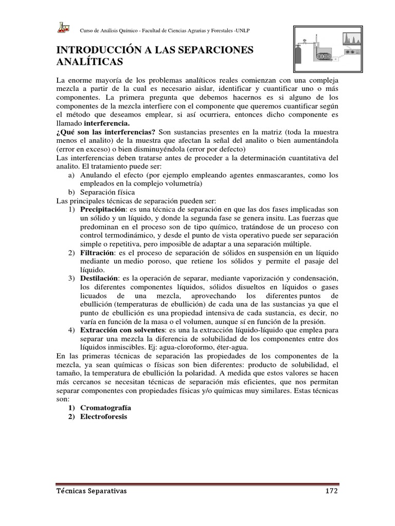 Técnicas de Separación en Análisis Químico | PDF | Cromatografía ...
