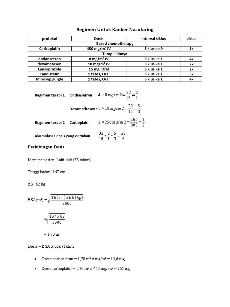 Protokol Regimen Terapi Dan Perhitungan Dosis | PDF