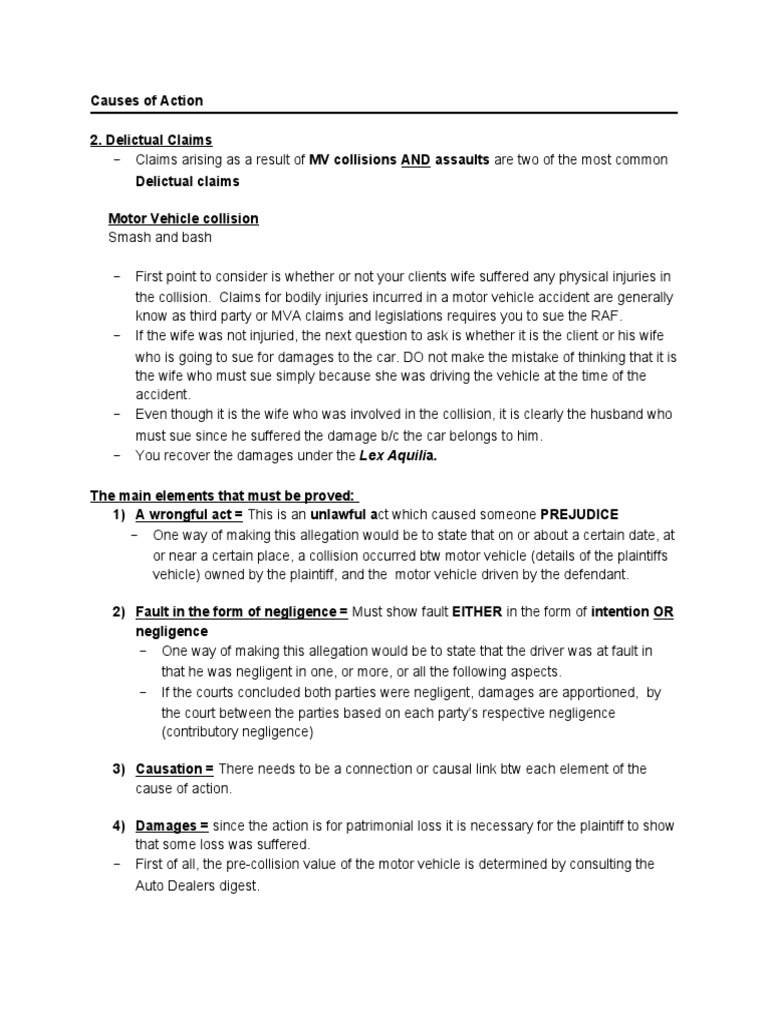 Causes of Action | PDF | Damages | Negligence