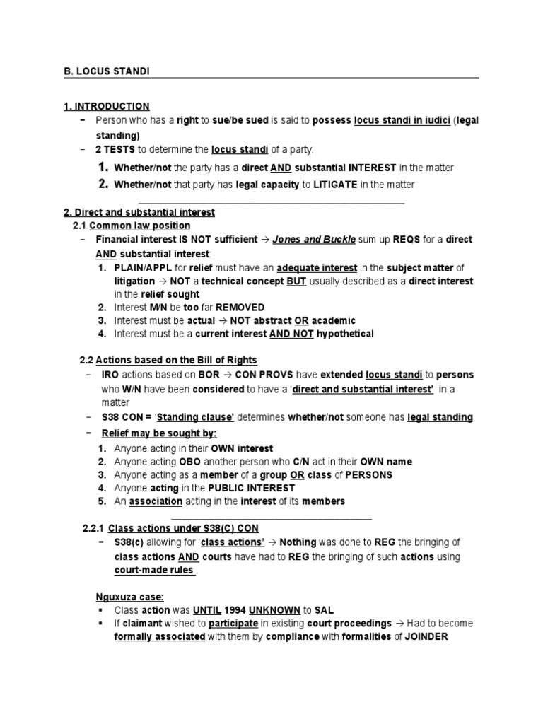 Locus Standi | PDF | Standing (Law) | Class Action