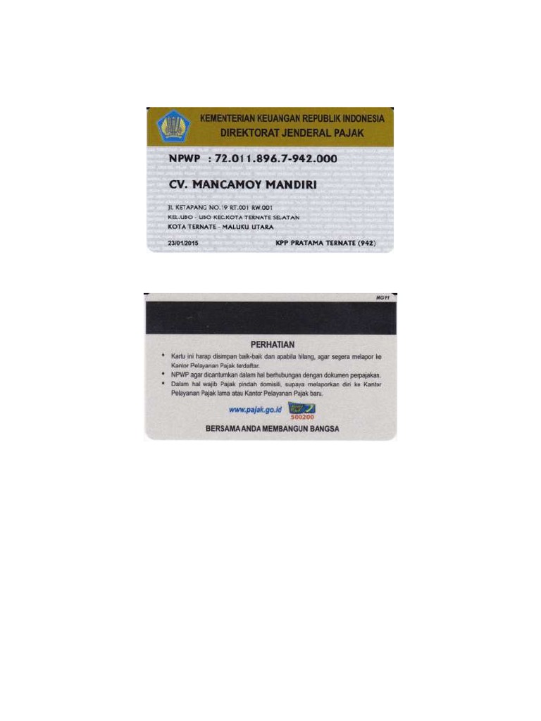 10-NPWP Perusahaan-M2M | PDF