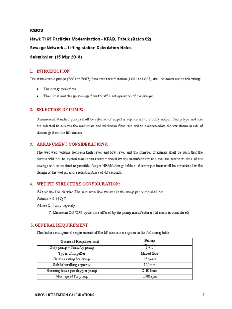 Lift Station Calculation - REV2 | PDF | Pumping Station | Classical ...