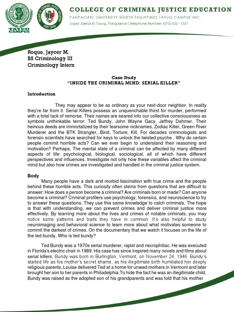 Roque, Jaycer M. BS Criminology III Criminology Intern: Case Study ...