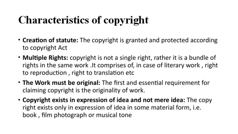 Characteristics of Copyright New | PDF