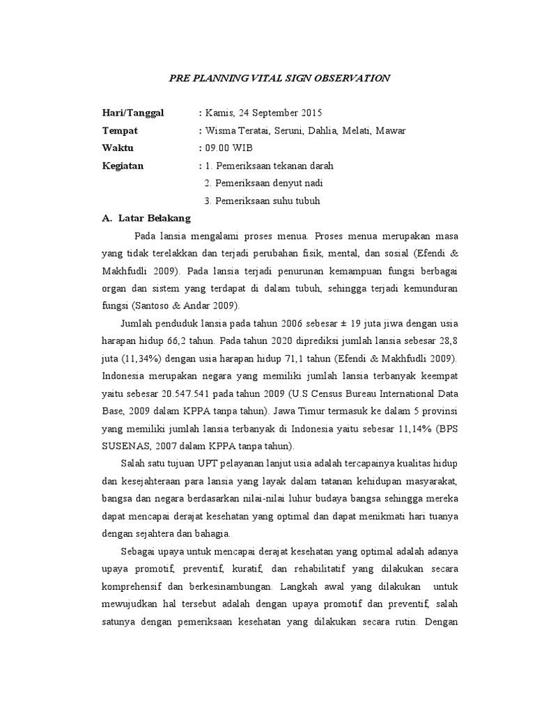 Pre Planning Vital Sign Observation | PDF