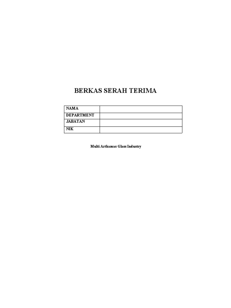 Contoh Serah Terima Pekerjaan Resign | PDF