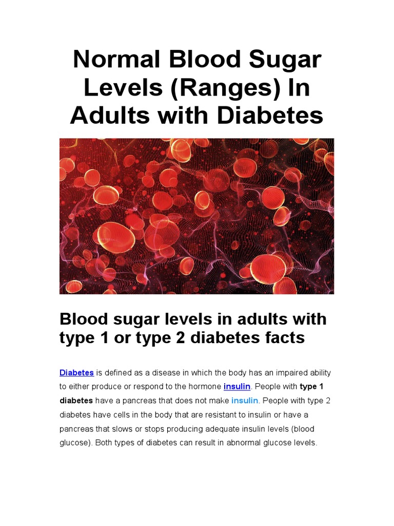 Normal Blood Sugar Levels | PDF | Self-Improvement | Wellness