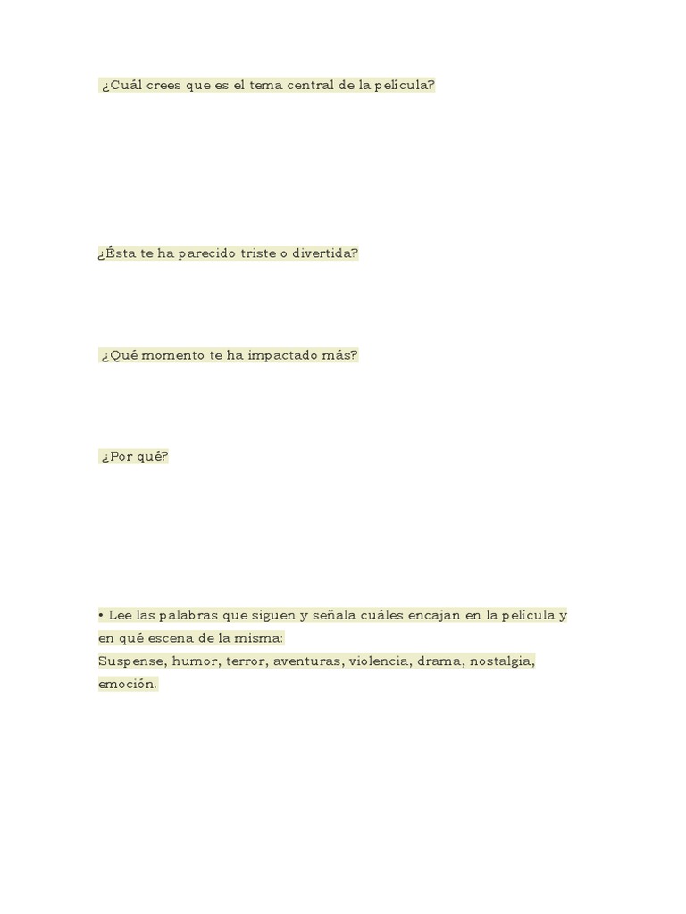 Actividades Película Cuenta Conmigo | PDF