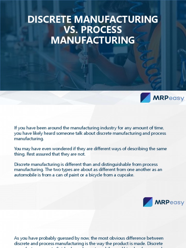 Discrete Manufacturing vs. Process Manufacturing | PDF | Production And ...
