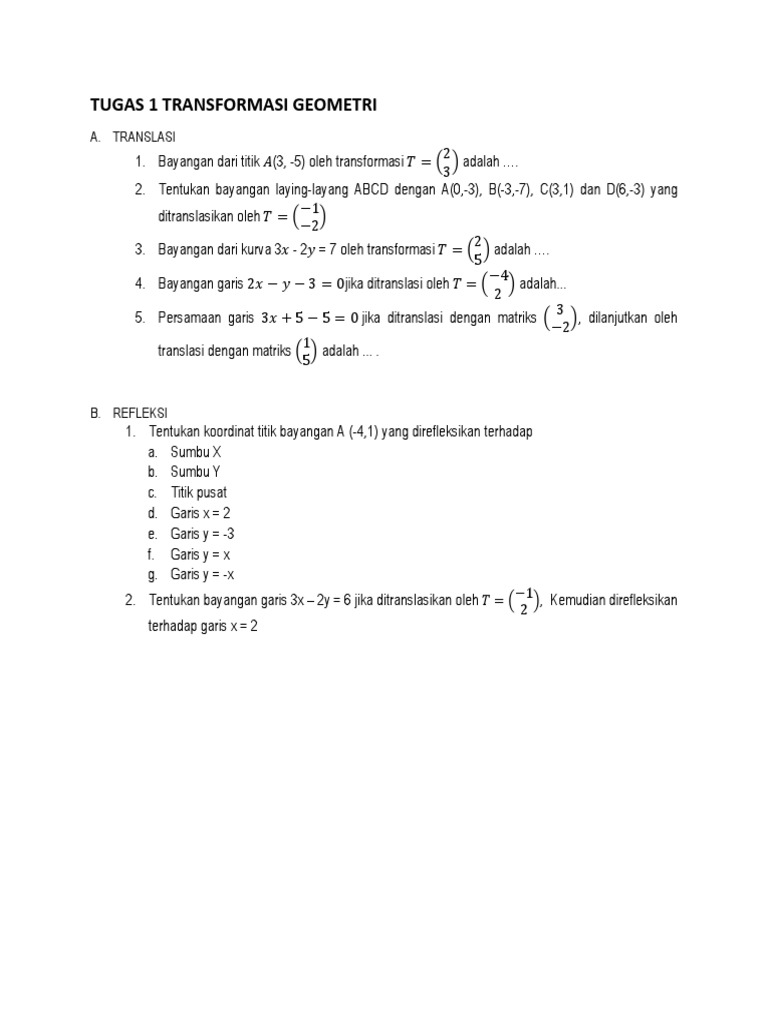 Tugas 1 Transformasi Geometri | PDF | Metode & Bahan Ajar