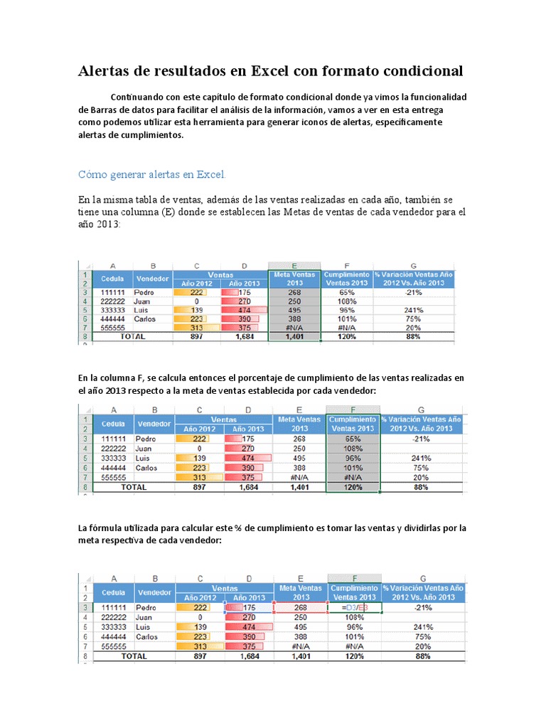 Alertas de Resultados en Excel Con Formato Condicional | PDF ...
