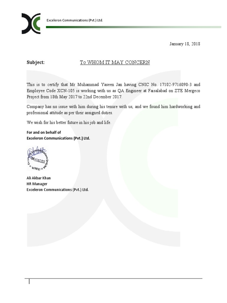 Experience Letter | PDF