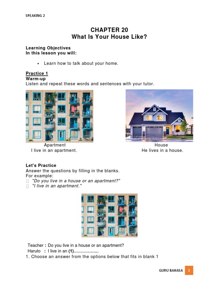 LESSON 20 What Is Your House Like | PDF | Home