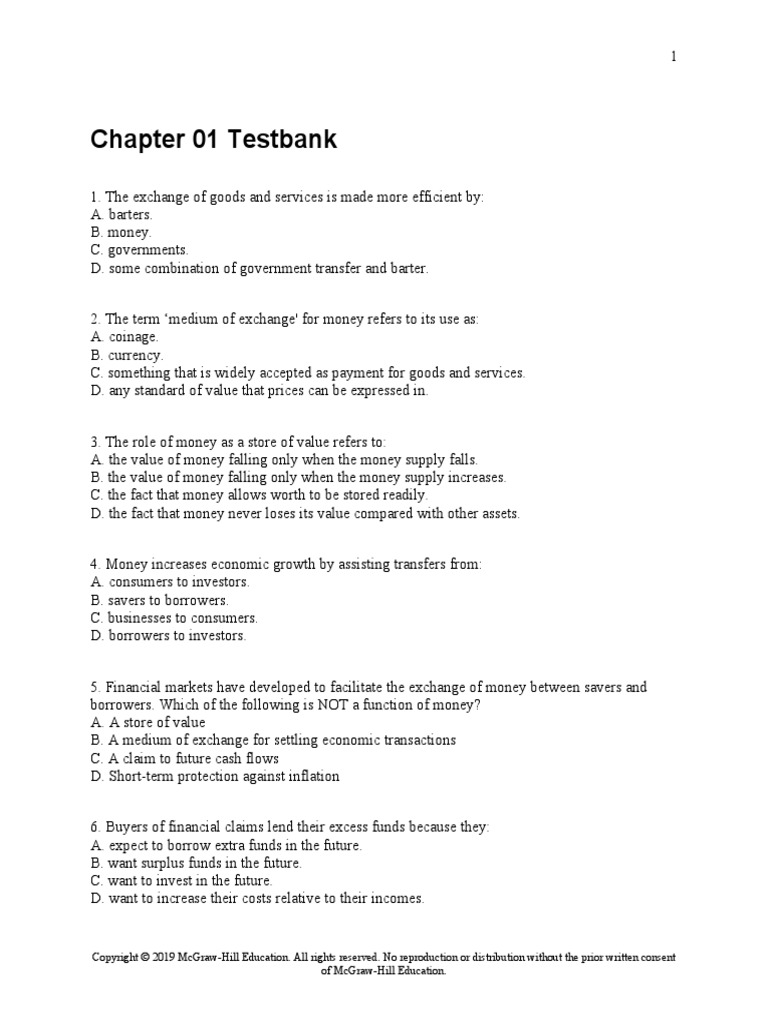 Chapter 01 Testbank: of Mcgraw-Hill Education | PDF | Financial Markets ...