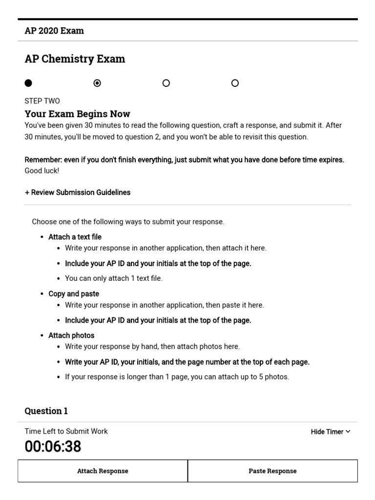 AP 2020 Exam - Step 2 - Question 1 | PDF | Chemical Reactions ...