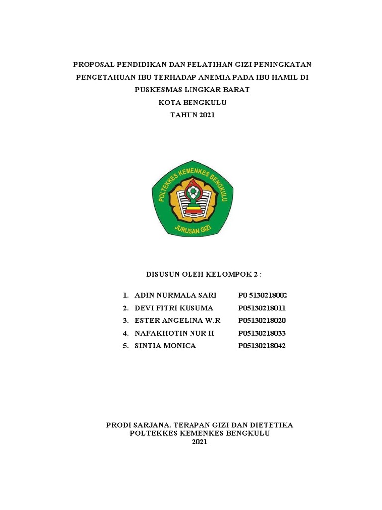 Proposal Pendidikan Dan Pelatihan Gizi Kel 6 Fiks | PDF