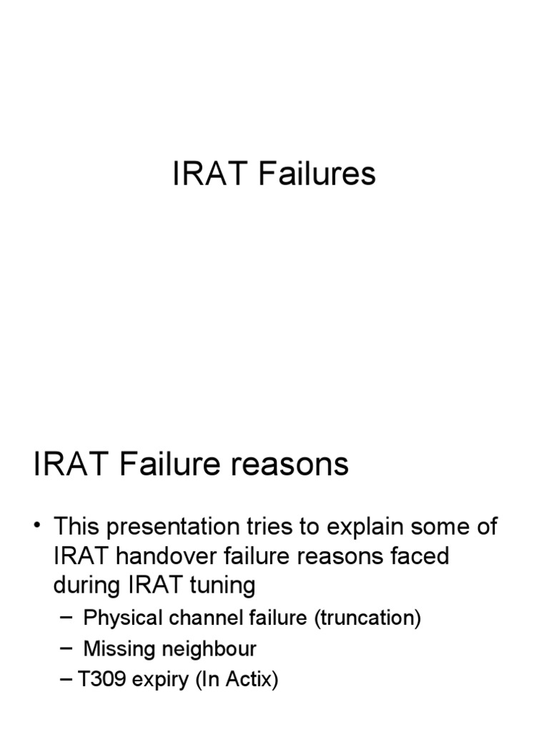 IRAT Handover Failure Analysis | PDF | Radio Resource Management ...