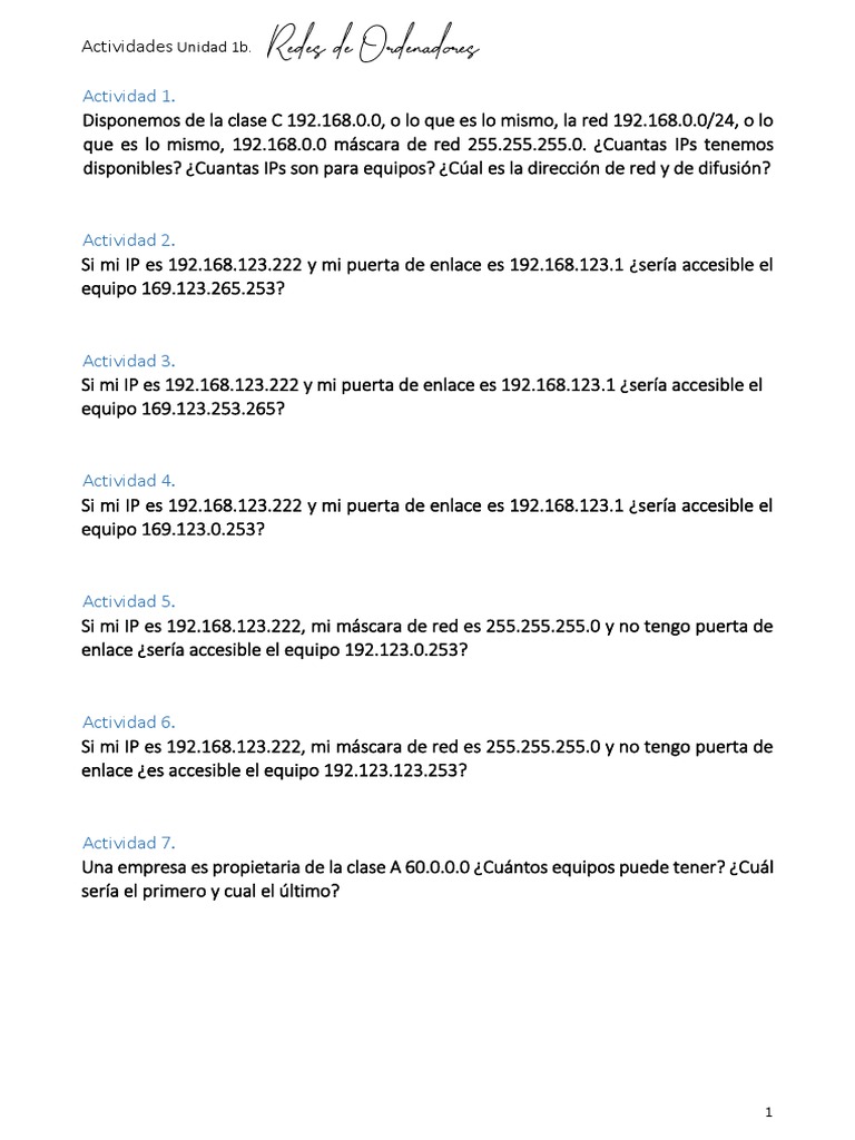 Ejercicios. Unidad Didáctica 1b | PDF | Hogar, jardinería y bricolaje ...