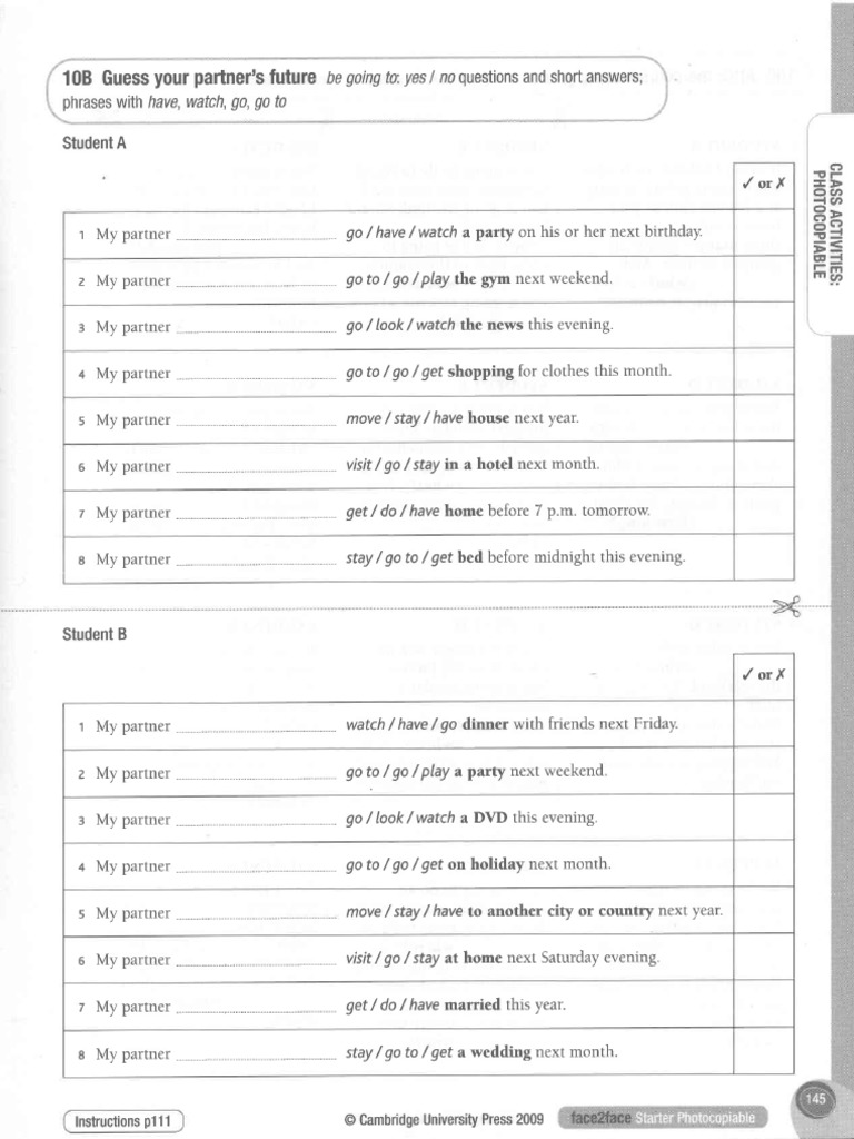10B Guess Your Partner's Future Be Going To:. Yesl No Questions and ...