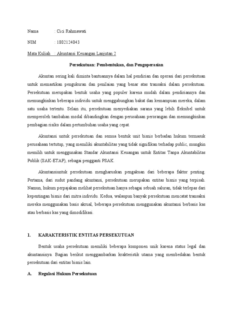 Akuntansi Persekutuan: Pembentukan dan Operasi | PDF