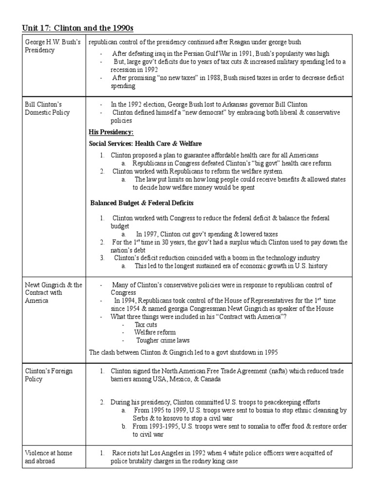 Clinton and The 1990s Guided Notes | PDF | Bill Clinton | American ...