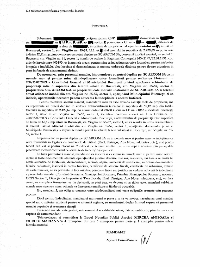 Model Declaratie Si Procura | PDF