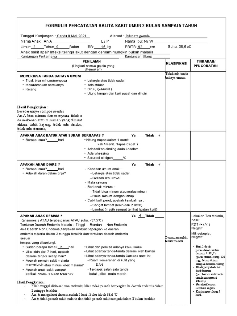 Lembar MTBS PADA ANAK | PDF