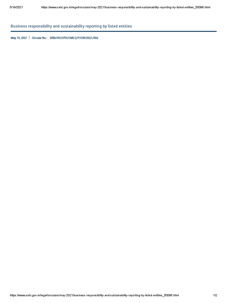 SEBI Circular on Sustainability Reporting | PDF