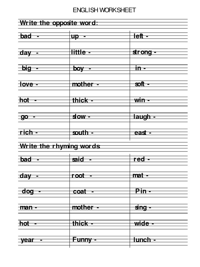 English Worksheet Class II 021 | PDF