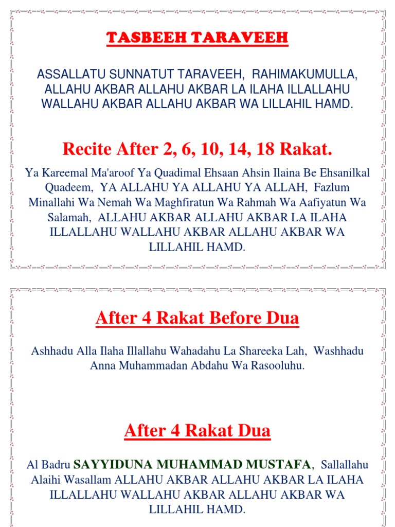 Tasbeeh Taravee1 | PDF | Semitic Words And Phrases | Religious ...