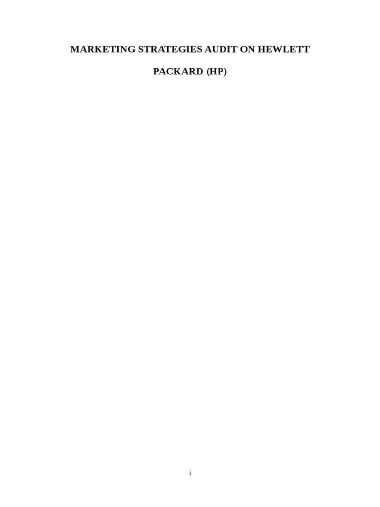 Marketing Strategies Audit On Hewlett Packard (HP) | PDF | Hewlett ...