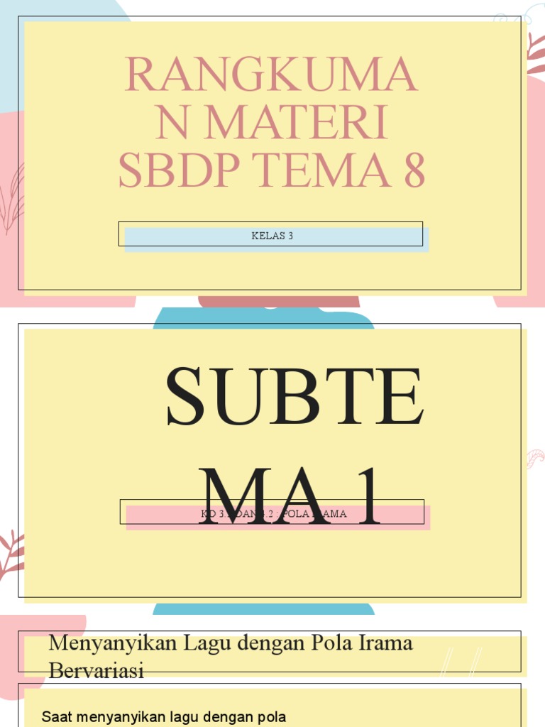 Rangkuman Materi SBDP Kelas 3 | PDF