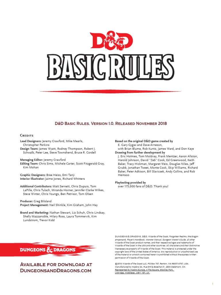 Basic Rules: Available For Download at | PDF | Dungeons & Dragons ...