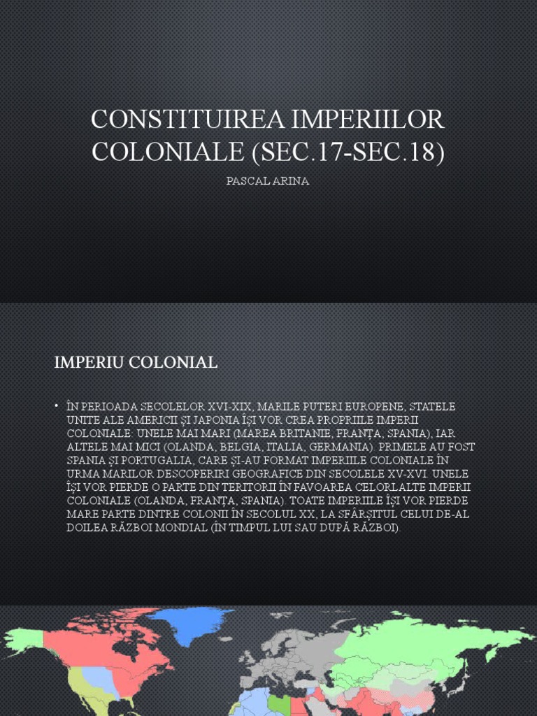 Constituirea Imperiilor COLONIALE (SEC.17-SEC.18) : Pascal Arina | PDF