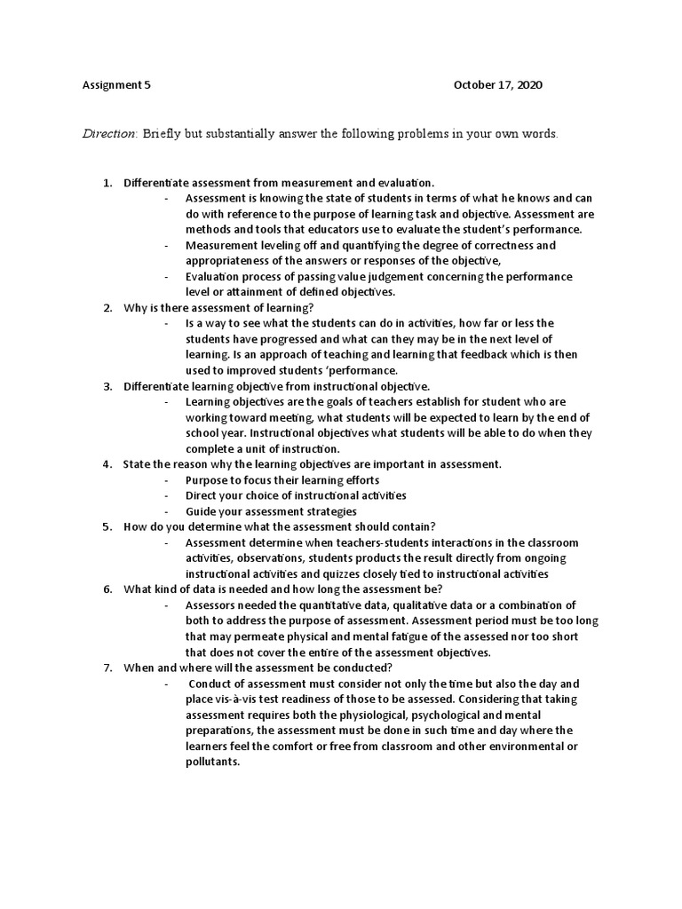 Direction: Briefly But Substantially Answer The Following Problems in ...