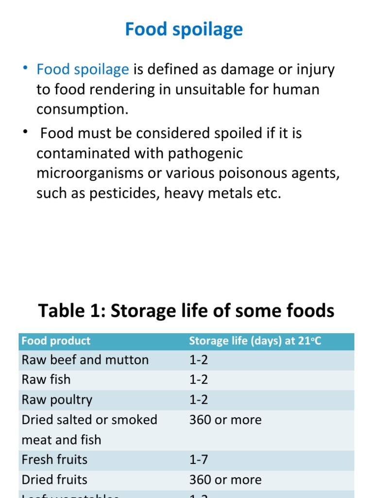 Understanding Food Spoilage Factors | PDF | Food Preservation ...