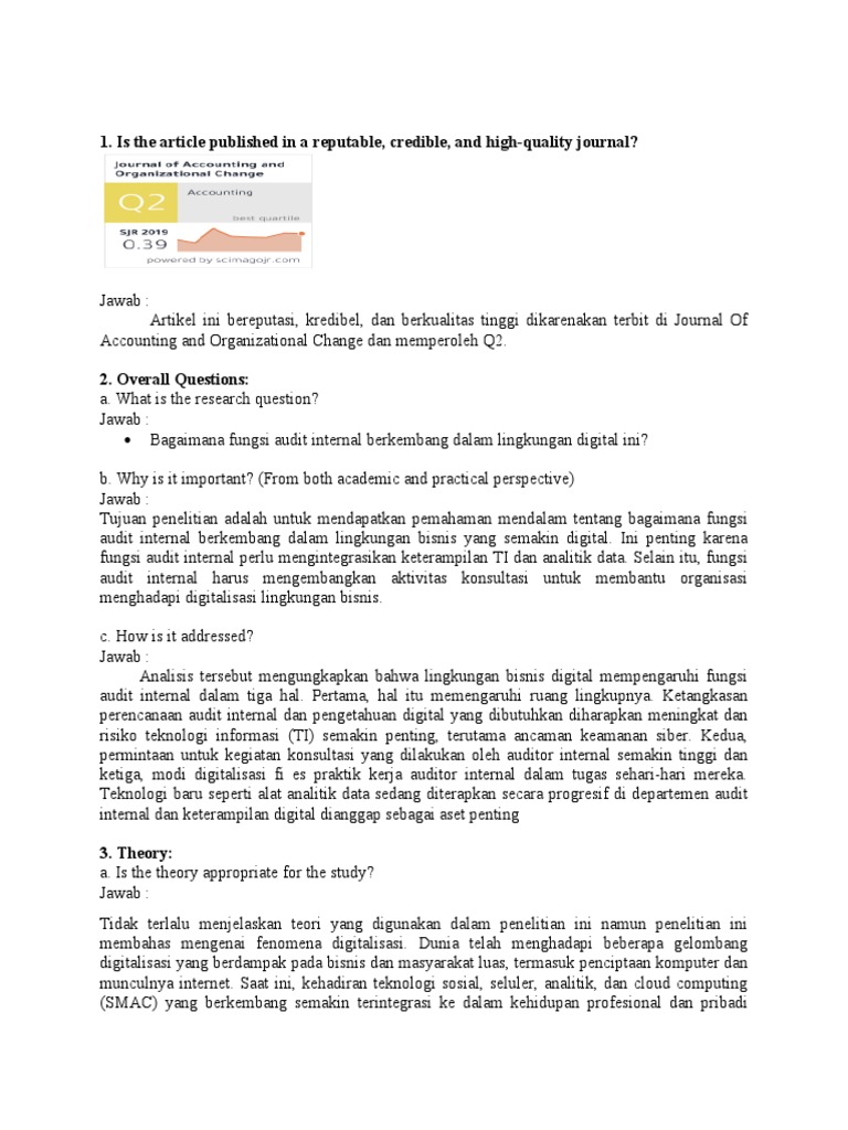 Artikel - Understanding The Internal Audit Function in A Digitalised Business Environment | PDF