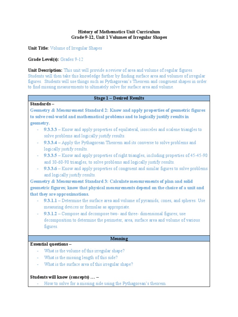 Edfd 459 - Portfolio CRT Math | PDF | Area | Volume