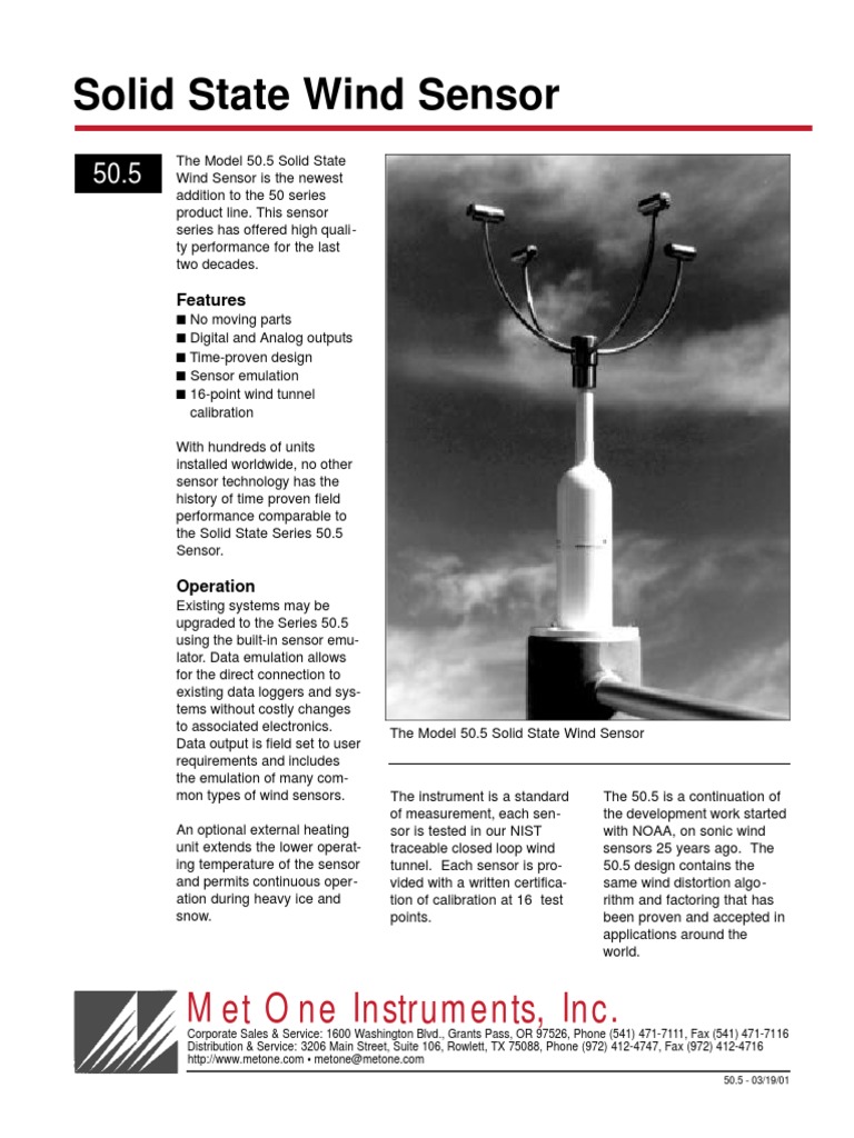 Solid State Wind Sensor: Met One Instruments, Inc | PDF | Sensor ...