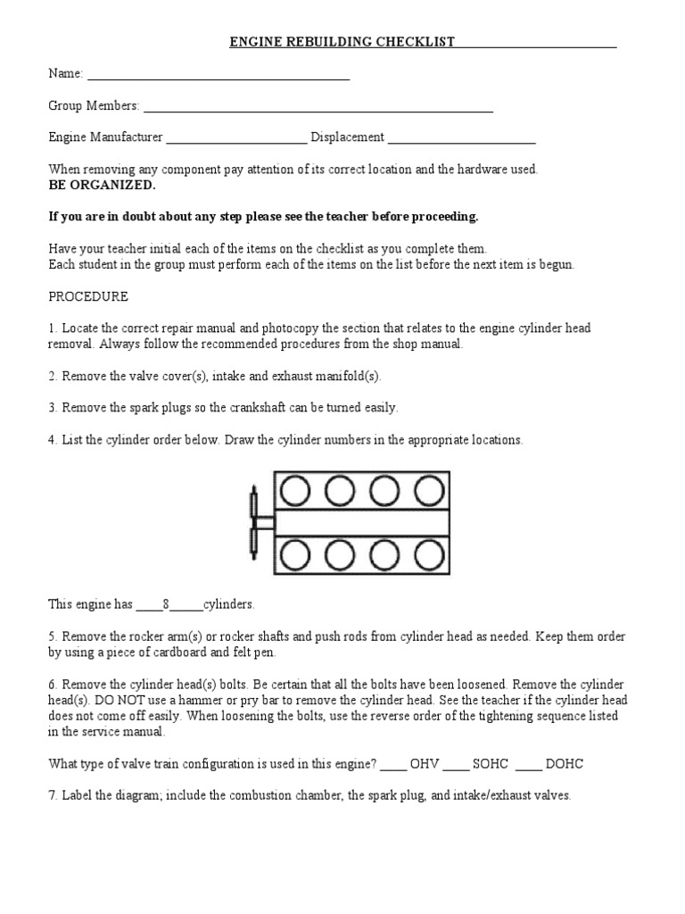 Engine - Activity - Lab - Sheet Rev.A | PDF | Piston | Systems Engineering
