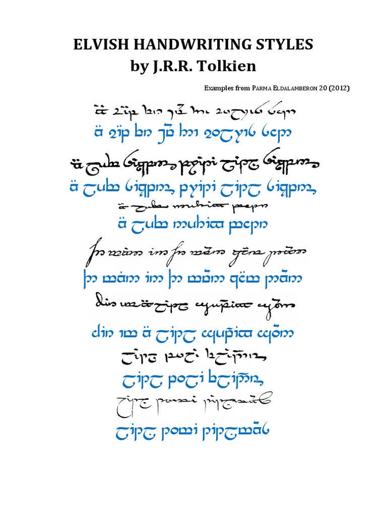 Elvish Handwriting Styles | PDF