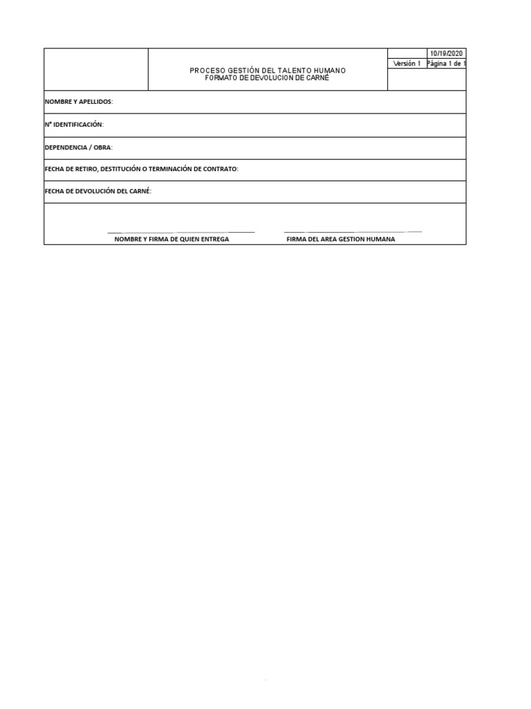 Devolucion de Carnet | PDF