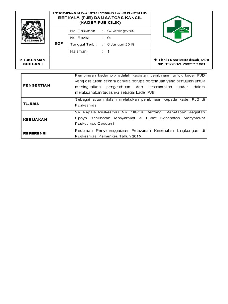 SOP Pembinaan Kader PJB | PDF