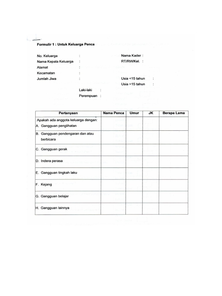 Form Pendataan Abk | PDF