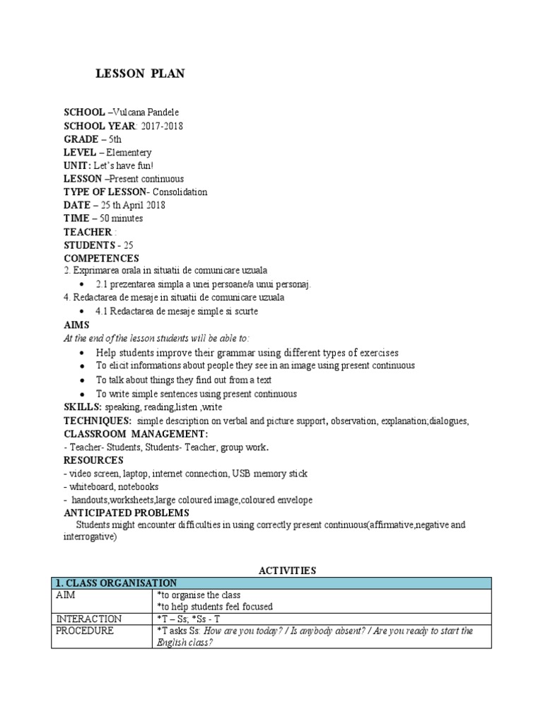 Lesson Plan: Help Students Improve Their Grammar Using Different Types of Exercises | Descargar ...