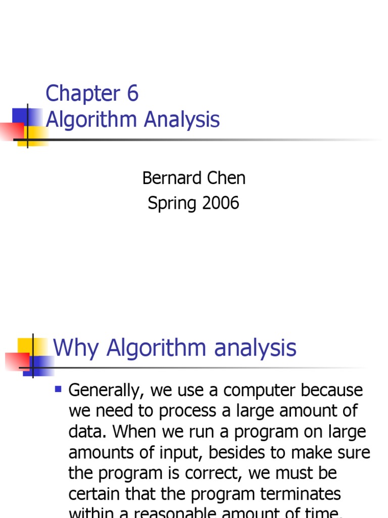 Algorithm Analysis: Bernard Chen Spring 2006 | Download Free PDF | Time Complexity | Logarithm