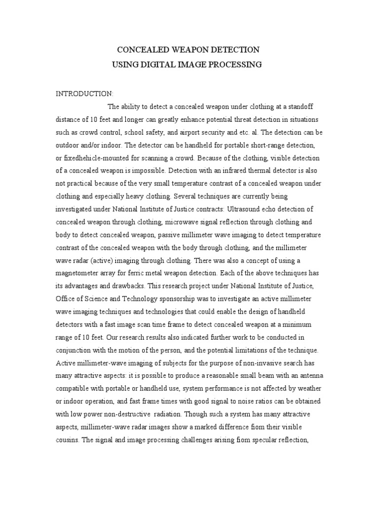 Concealed Weapon Detection Pdf Thermography Infrared